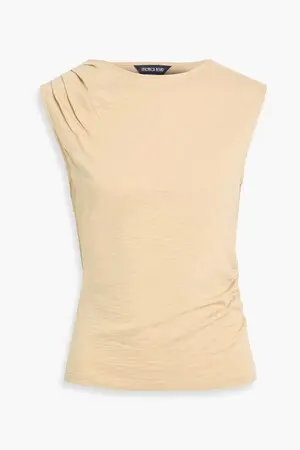 Veronica Beard Brody Draped Slub Pima Cotton-jersey Top