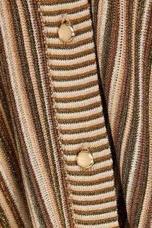 Veronica Beard Landon Metallic Striped Ribbed-knit Cardigan