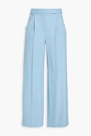 Veronica Beard Marbeau Pleated Canvas Wide-leg Pants - Light Blue