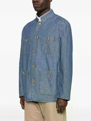 Valentino Garavani Sahariana Buttoned Pocket Shirt Jacket - Blue