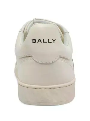 Bally Leather Sneakers With Logo Stripe - Neutrals