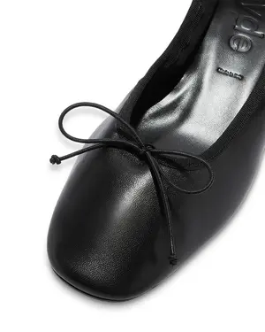 AeydĒ Onda Leather Bow Flats - Black