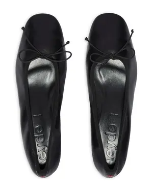 AeydĒ Onda Leather Bow Flats - Black