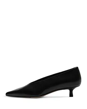 AeydĒ Clara Leather Kitten Heel Pumps - Black