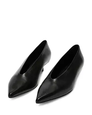 AeydĒ Clara Leather Kitten Heel Pumps - Black