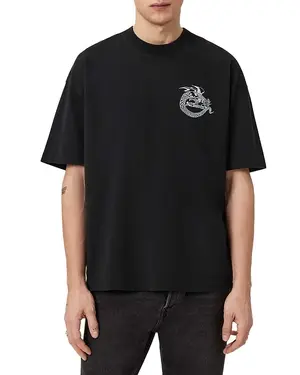 ALLSAINTS Terra Logo Graphic Oversized Tee - Jet Black