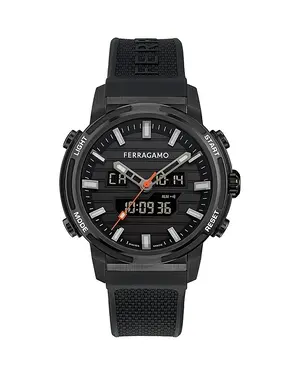 FERRAGAMO Sport Anadigit 43mm Watch - Black/black