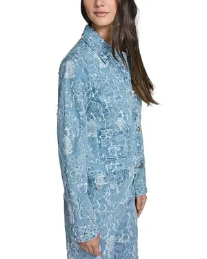 Karl Lagerfeld Paris Floral Denim Jacket