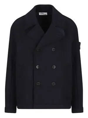 Stone Island Double-breasted Coat - Blue