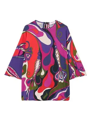 Emilio Pucci Orchid Print Cape Blouse