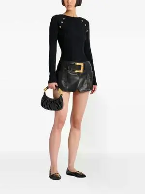 Balmain Belted Leather Mini Skirt