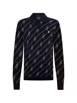 BILLIONAIRE All-over Bb Long-sleeve Polo Shirt - Blue