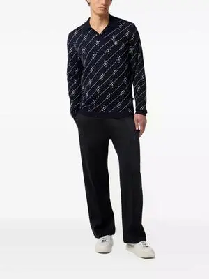 BILLIONAIRE All-over Bb Long-sleeve Polo Shirt - Blue