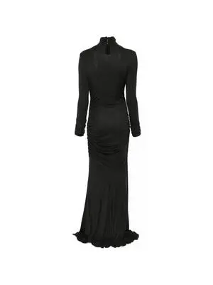 Blumarine Turtleneck Draped Dress - Grey