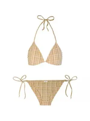 Lisa Marie Fernandez Striped Tie Swimsuit - Neutrals
