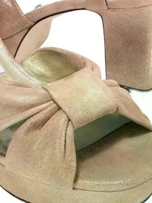 JIMMY CHOO Heloise Knot Platform Sandals - Neutrals
