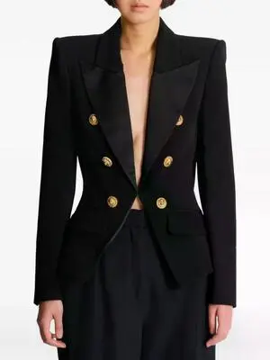 Balmain Double-breasted Peplum Blazer - Black