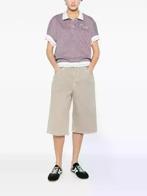 Marni Check Embroidery Polo Top