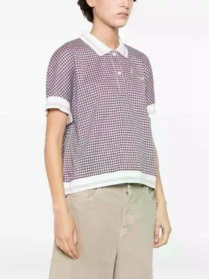 Marni Check Embroidery Polo Top