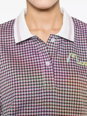Marni Check Embroidery Polo Top