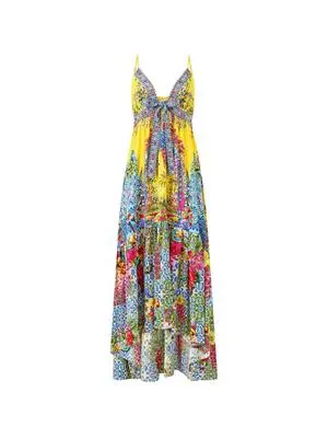 Camilla Sultanahmet Summer Tie Front Midi Dress - Yellow