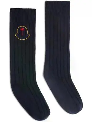 PALM ANGELS X MONCLER Logo-embroidered Socks - Blue