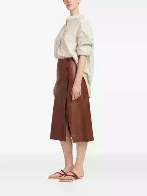 YVES SALOMON Buttoned Leather Wrap Skirt