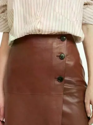 YVES SALOMON Buttoned Leather Wrap Skirt