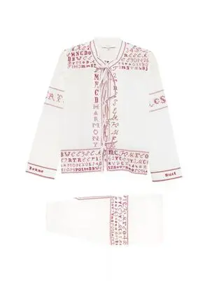 Sea Embroidery Pyjama Set - White