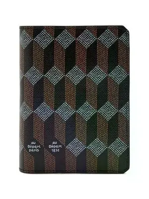 AU DEPART Geometric-print Passport Holder - Black