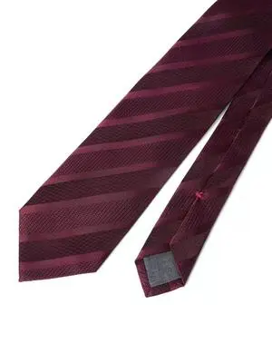 Brunello Cucinelli Textured Stripe Silk Tie - Red