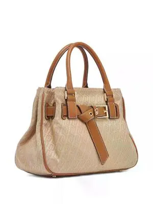 Liu Jo Jacquard Handbag With Decorative Buckle - Neutrals