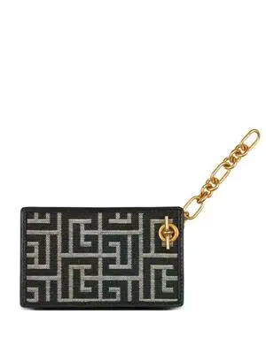Balmain Monogram Jacquard Card Holder - Black