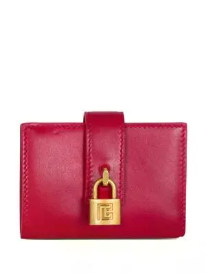 Balmain Padlock Leather Wallet - Pink