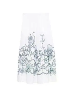 Eleventy Floral Print Pleated Skirt - White