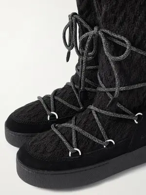 Moon Boot Guest In Residence Ltrack Suede-trimmed Knitted Snow Boots - Black