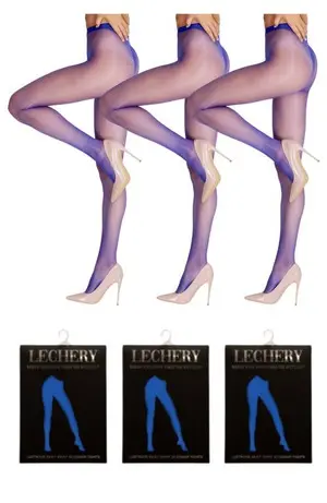 LECHERY® 3 Pairs Of Glossy Sheer Tights - Blue