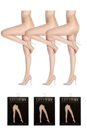 LECHERY® 3 Pairs Of Glossy Sheer Tights - Natural