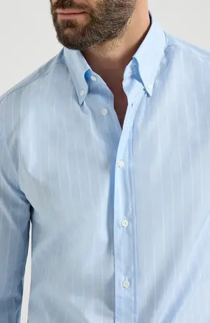 Brunello Cucinelli Striped Poplin Shirt - Azure
