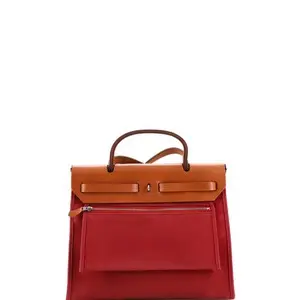Hermès Herbag Zip Leather And Toile 31 - Rubis
