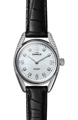 Shinola Derby Diamond & Mother-of-pearl Bracelet Watch - Off-white Mop W/diamond