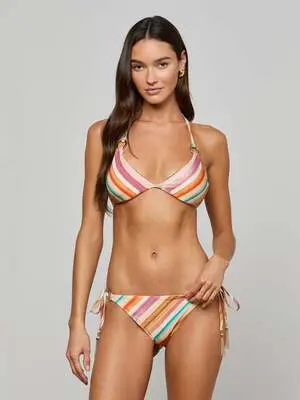 L'Agence Annabelle Triangle Bikini Top - Multi Watercolor Stripe