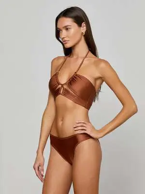 L'Agence Sirena Halter Bikini Top - Bronze Shimmer
