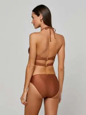 L'Agence Sirena Halter Bikini Top - Bronze Shimmer
