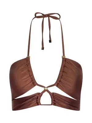 L'Agence Sirena Halter Bikini Top - Bronze Shimmer