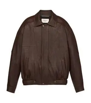 Saint Laurent Bubbled Leather Jacket - Brown
