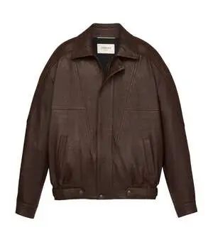 Saint Laurent Bubbled Leather Jacket - Brown