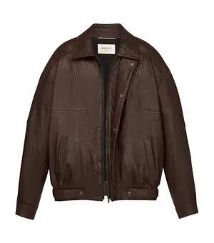 Saint Laurent Bubbled Leather Jacket - Brown