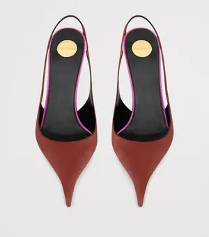Saint Laurent Satin Deroche Slingback Pumps 110 - Red