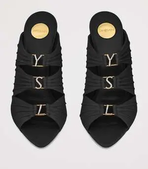 Saint Laurent Satin Crepe Emilie Mules - Black